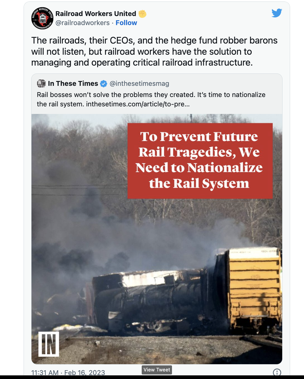 Amid Ohio Nightmare: Rail Worker Alliance Urges Railroad ...